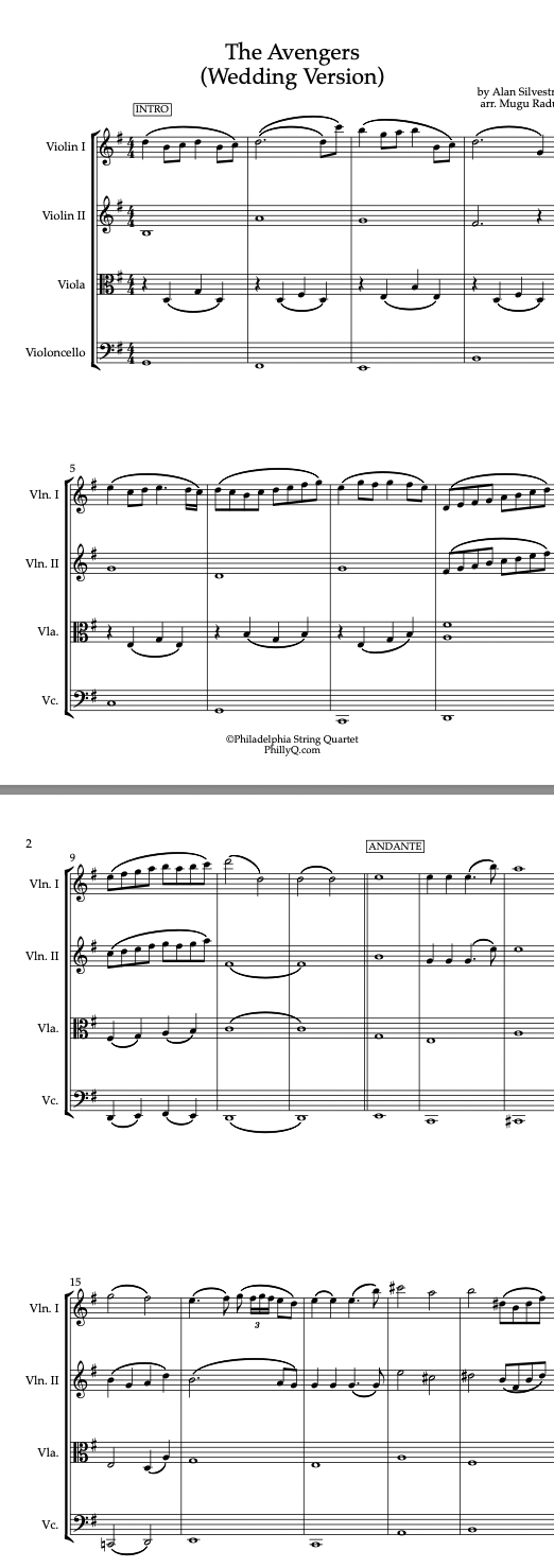 The Avengers Wedding Version - String Quartet Sheet Mu - MRmusic