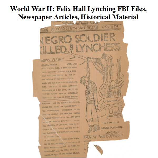 World War II: Felix Hall Lynching FBI Files, Newspaper ...