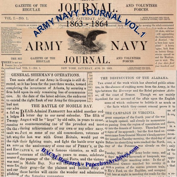 Civil War: Army Navy Journal & Gazette Volume 1 (1863 ...