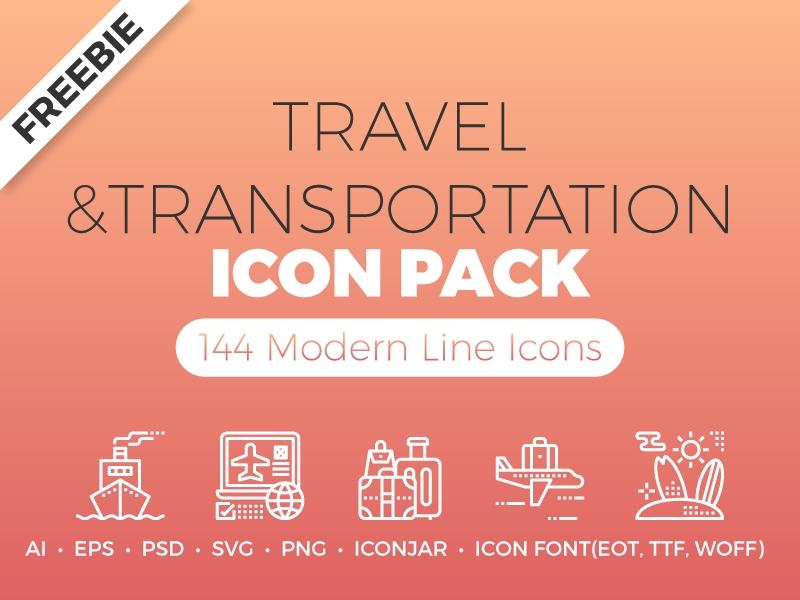 Travel & Transportation Detailed Line Icons Becris Fre - Becris Design