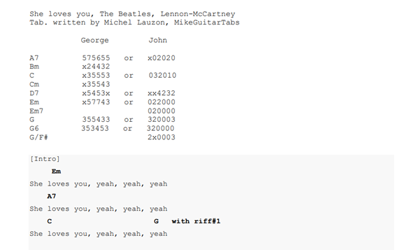 Beatles Guitar Chords And Lyrics