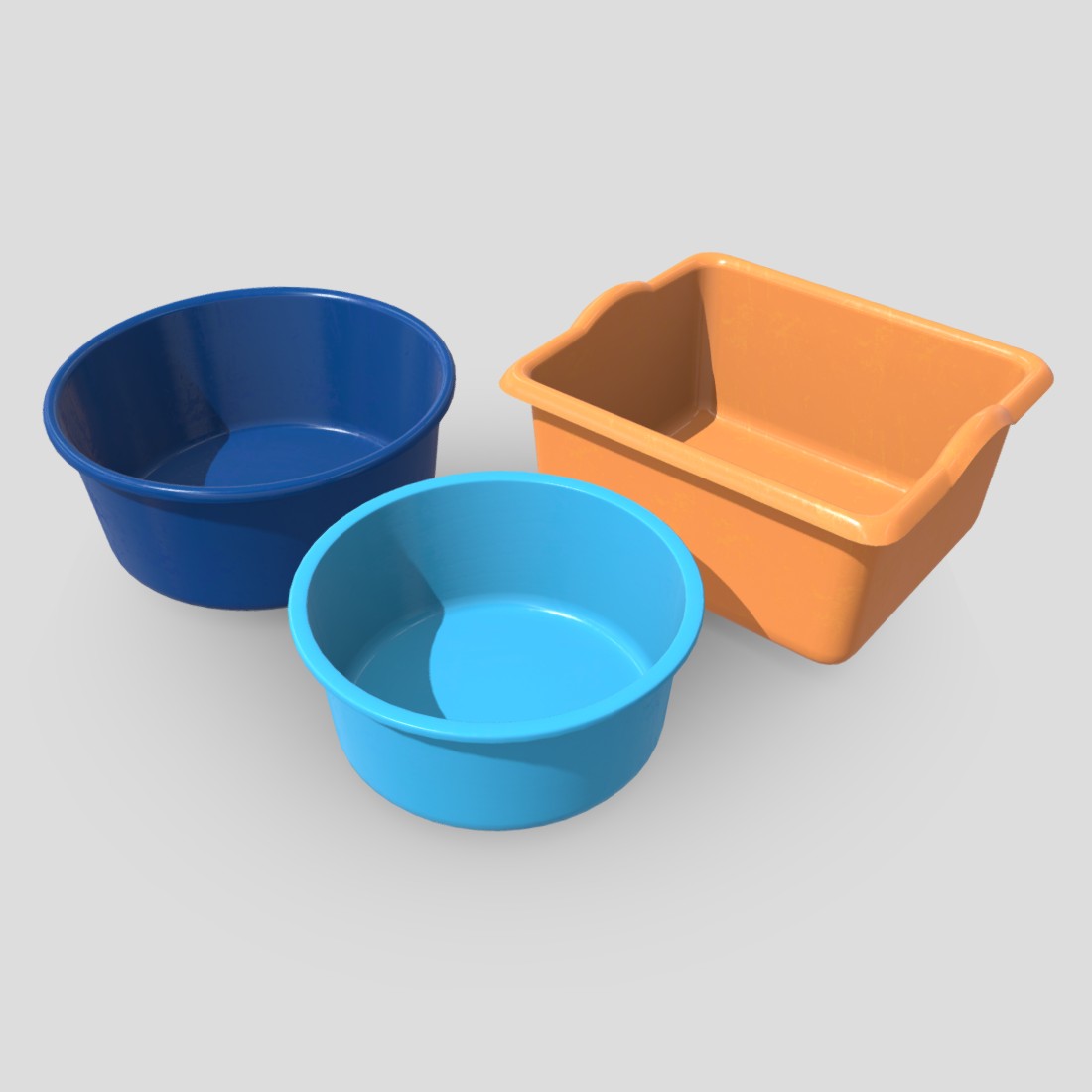Plastic Wash Basin Pack - low poly PBR 3d model - plaggy