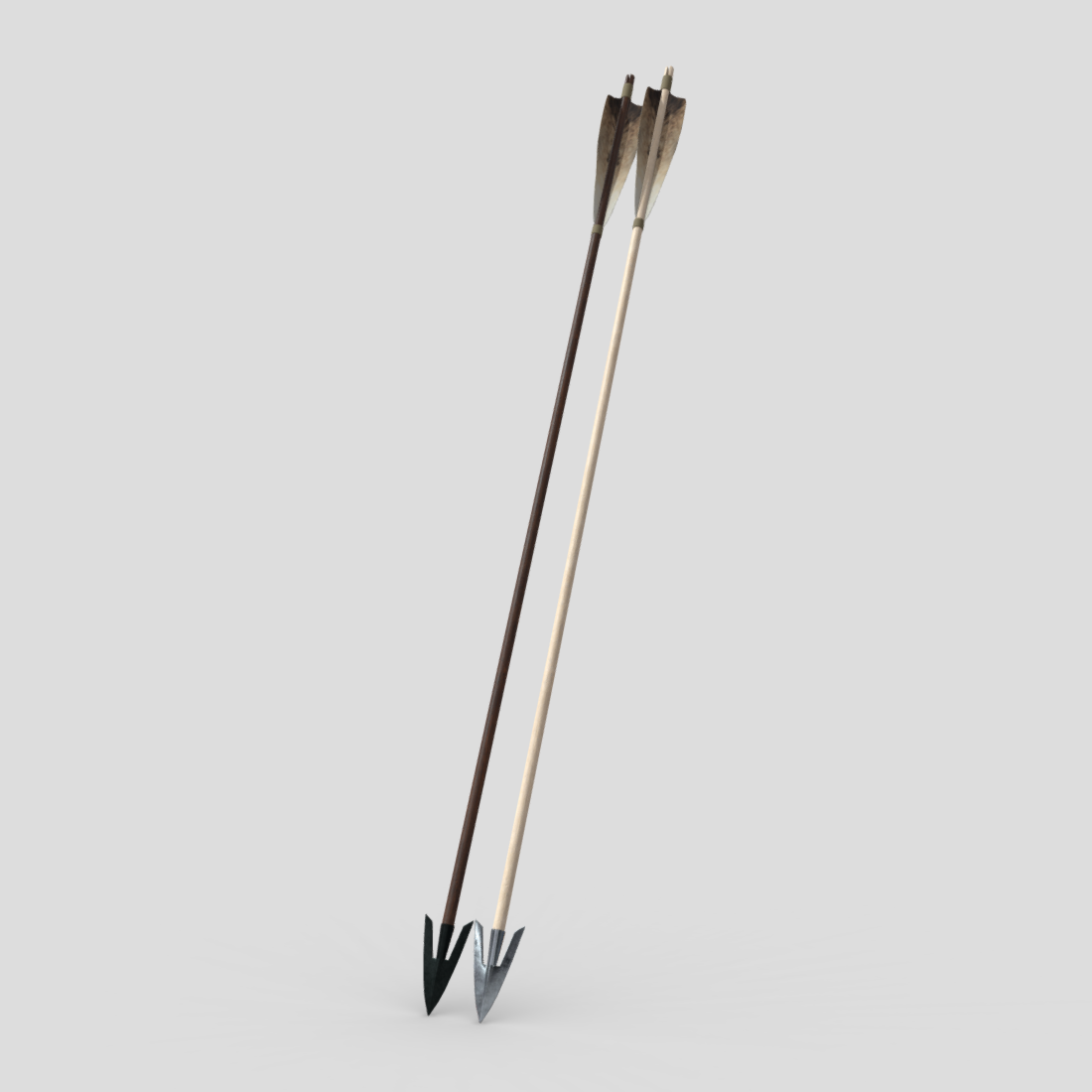 Wooden Arrow 4 - low poly PBR 3d model - plaggy