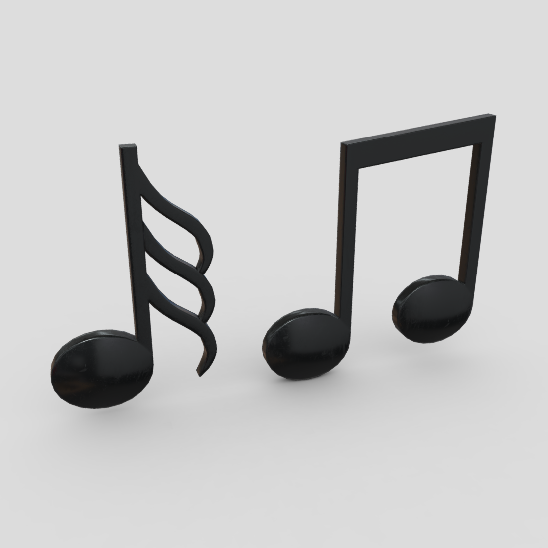 Musical Note 3 - low poly PBR 3d model - plaggy