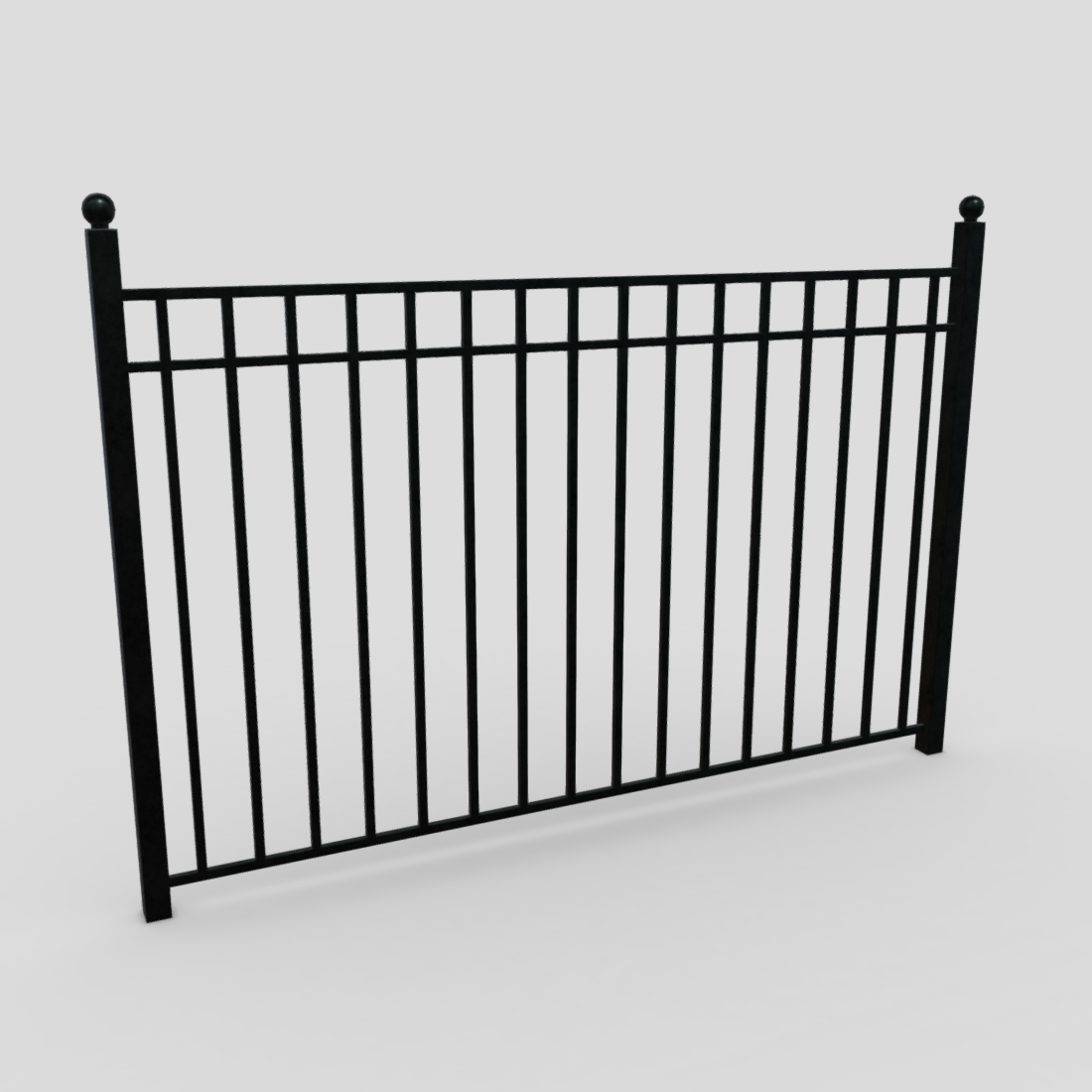 Iron Fence 2 - low poly PBR 3d model - plaggy