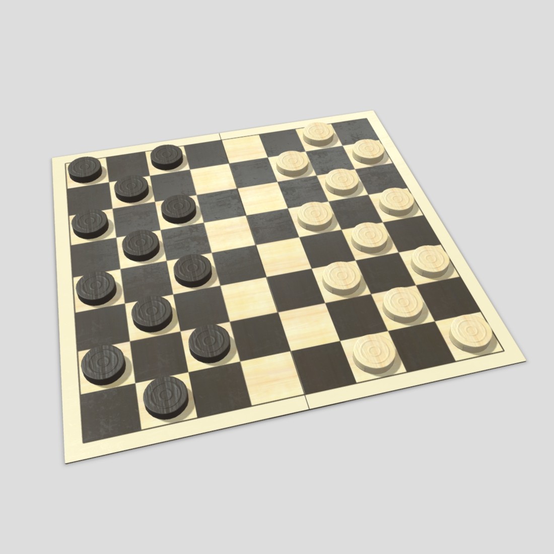 Checkers - low poly PBR 3d model - plaggy