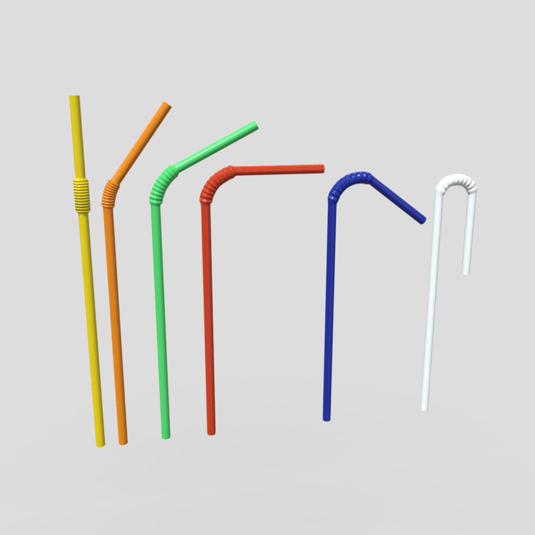 Drinking Straw Pack - low poly PBR 3d model - plaggy