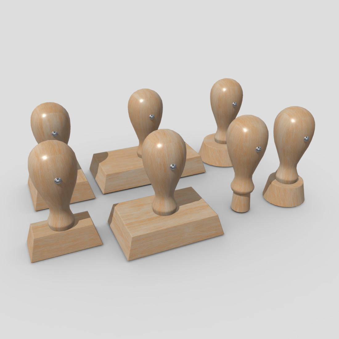 Rubber Stamp Pack - low poly PBR 3d model - plaggy