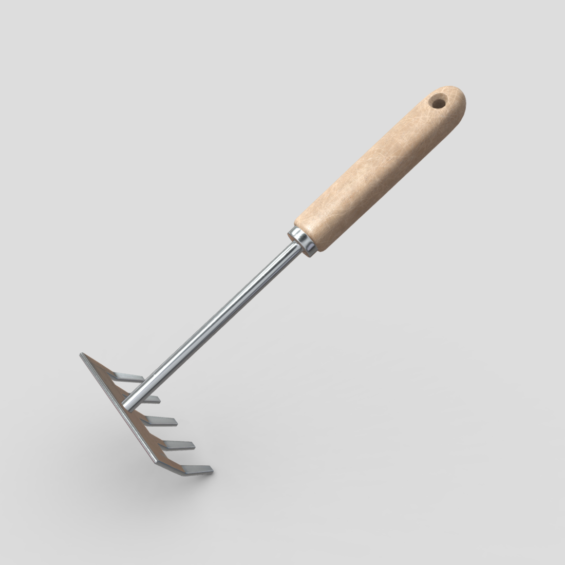 CC0 - Hand Rake - low poly PBR 3d model - plaggy