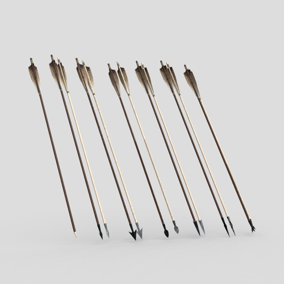 Wooden Arrow Pack - low poly PBR 3d model - plaggy