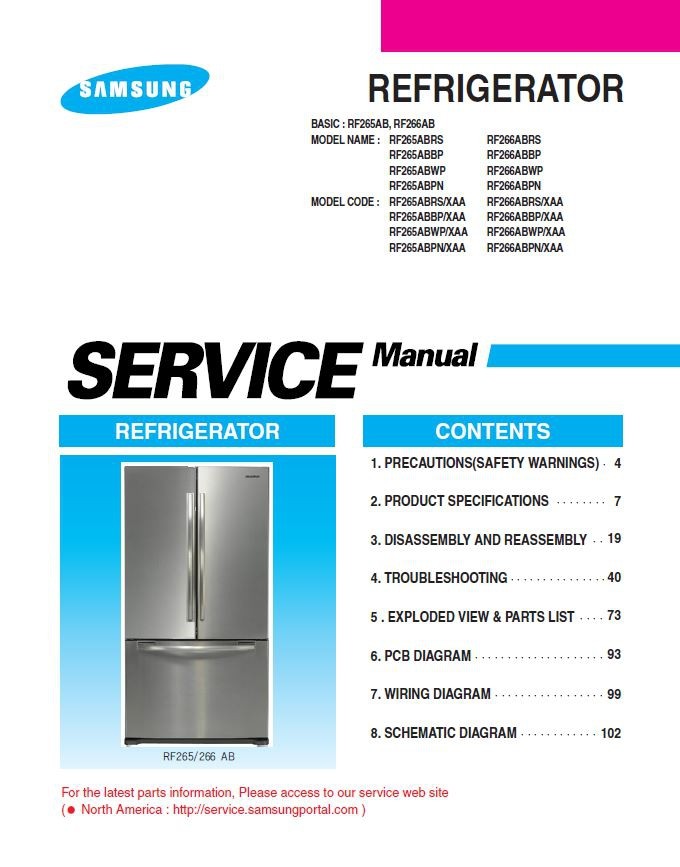 Samsung RF265ABRS RF265ABWP RF265ABBP RF265ABPN Refrig - serviceandrepair