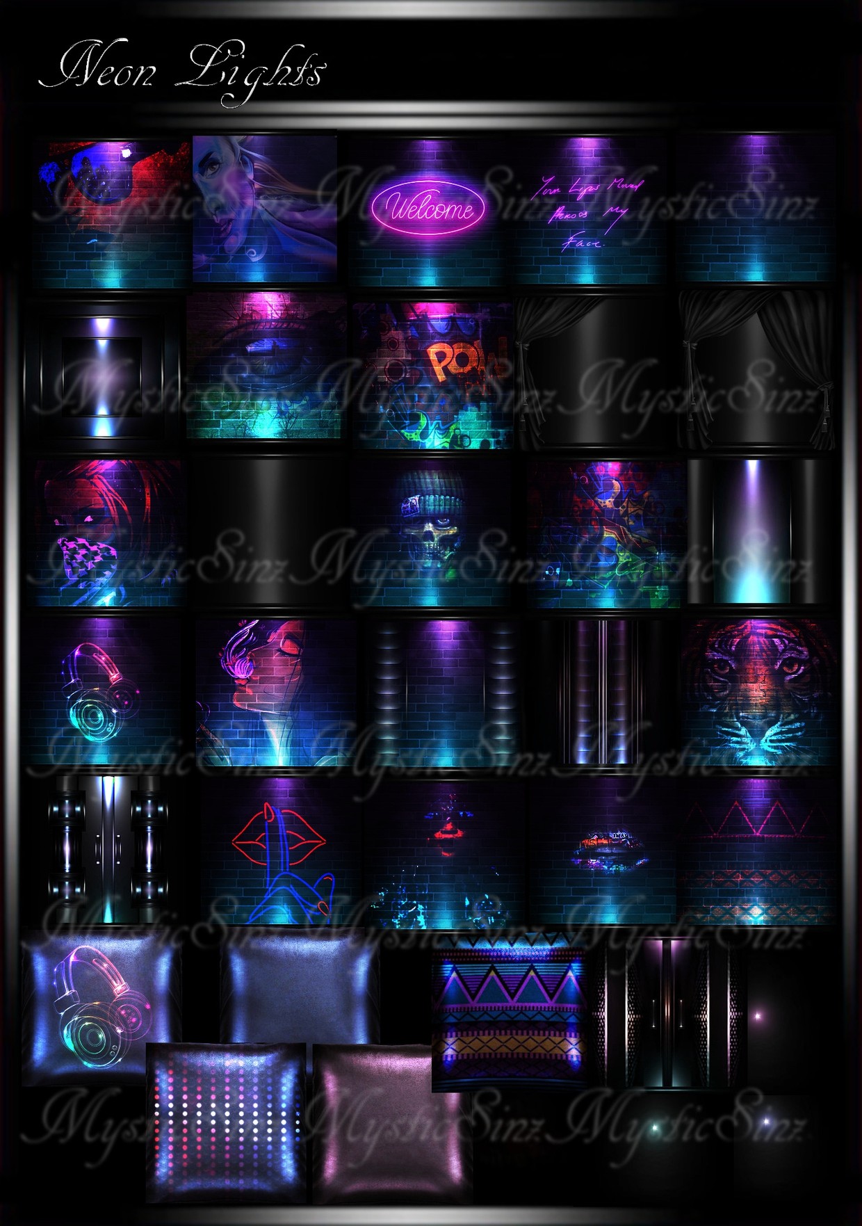 Neon Lights IMVU Room Textures Collection - MysticSinZ File Sales