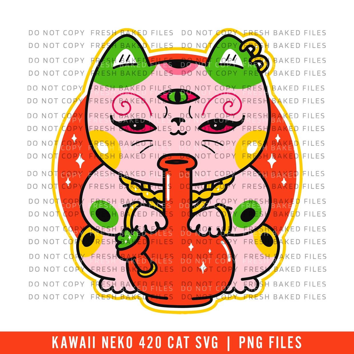 420 Kawaii Neko Cat Smoking Bong SVG and PNG Files. Ma - FRESH BAKED FILES