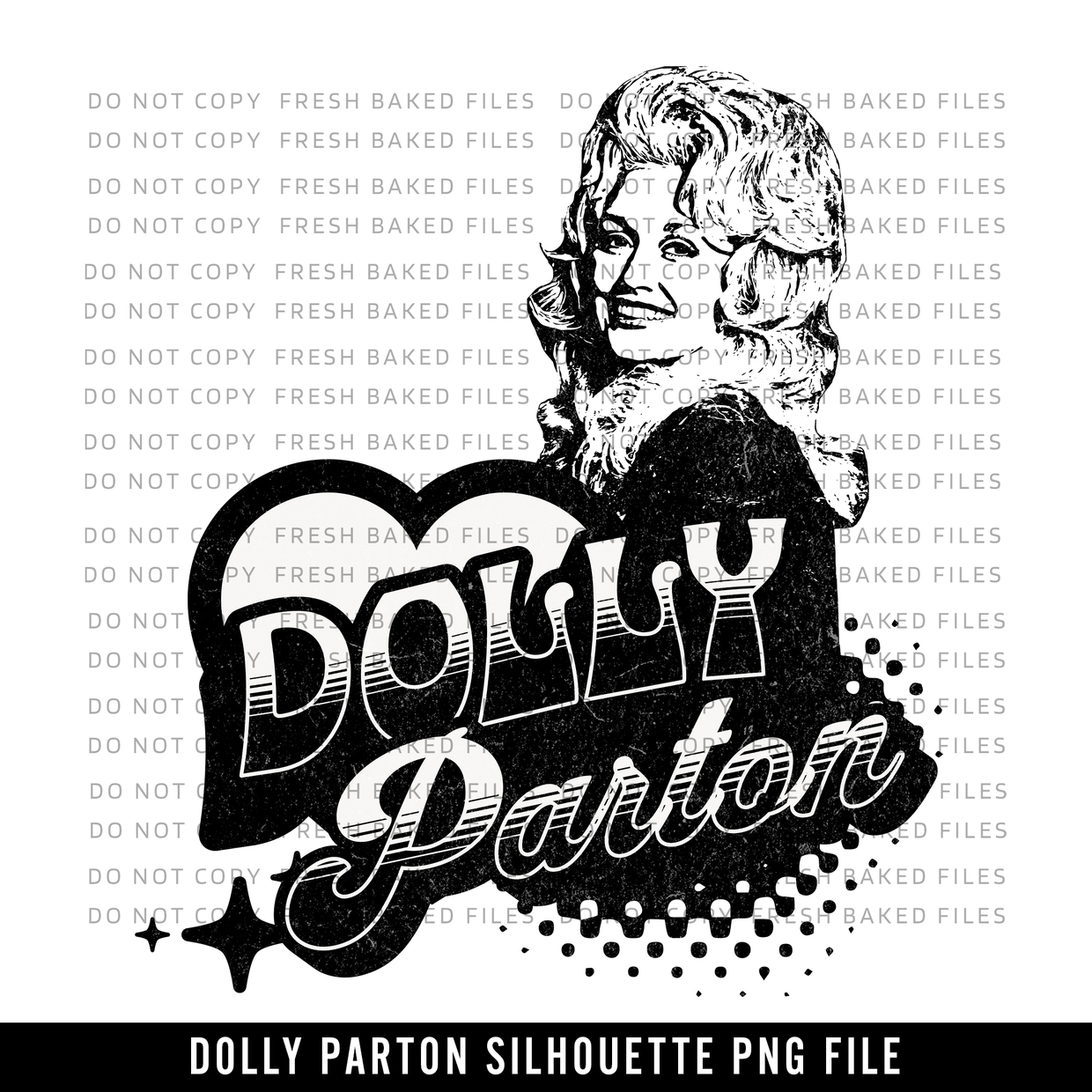 Dolly Parton Silhouette PNG File. Retro Style Dolly Pa - FRESH BAKED FILES