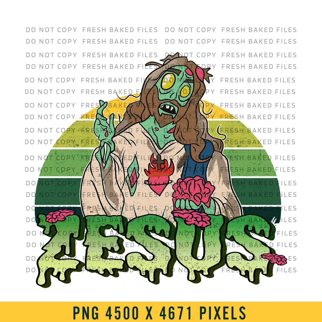Zesus Christ PNG for sublimation. Zombie Jesus with ea - FRESH BAKED FILES