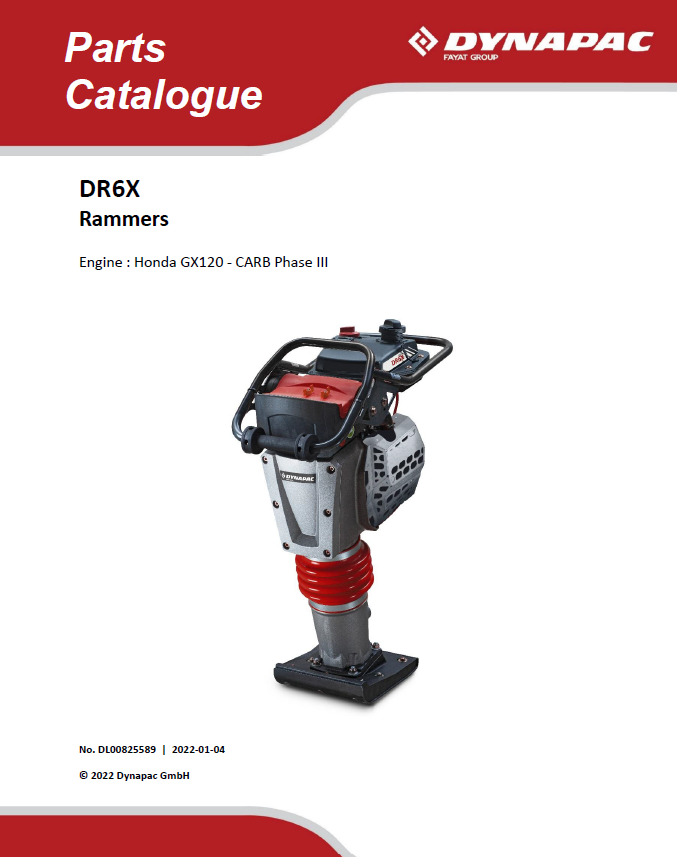 Dynapac R6X Rammers Parts Catalogue - The Repair Manual