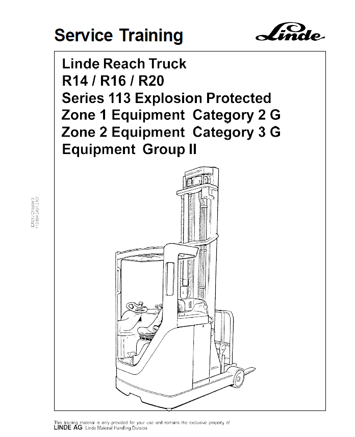 Linde R14 R16 R20 Reach Truck Service Training - The Repair Manual