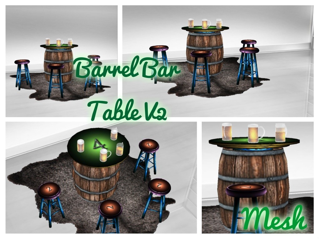 Barrel Bar Table v2 w/Poses - IMVU Shop and File Sales