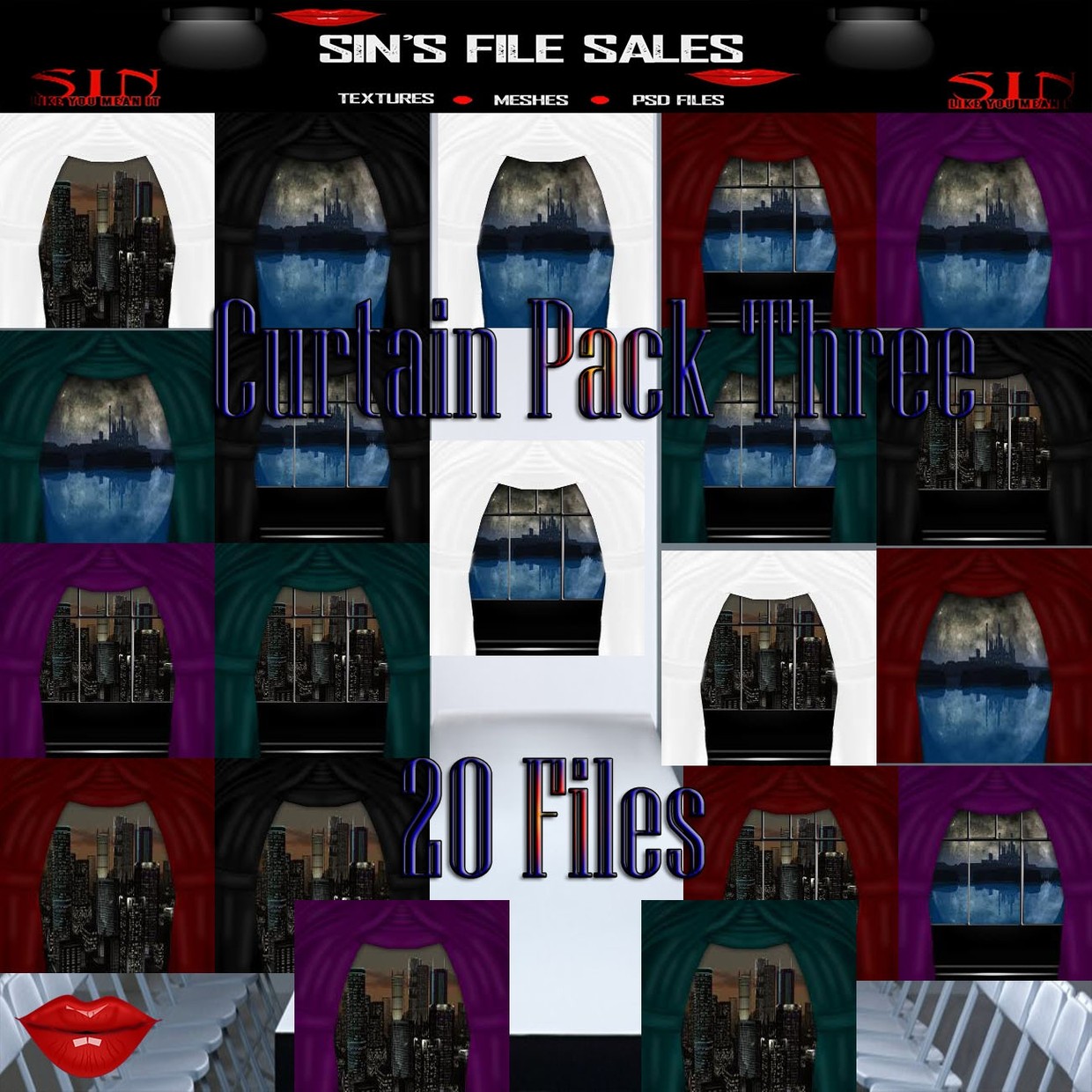 Curtain Pack Three - IMVU Shop and File Sales