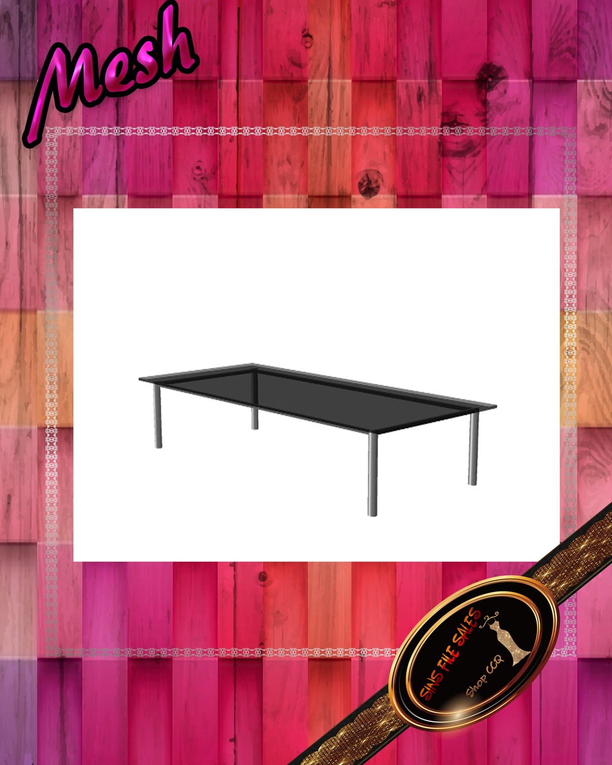 •Modern Glass Coffee Table Mesh•CHKN - IMVU Shop and File Sales