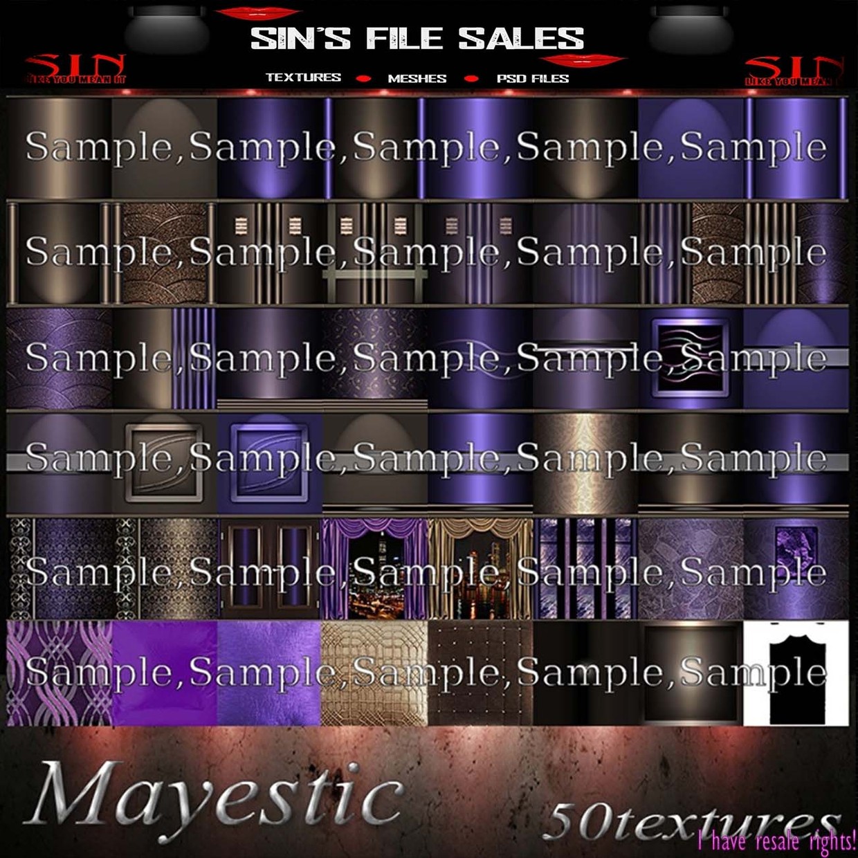 Purple Party Texture Pack - IMVU Shop and File Sales