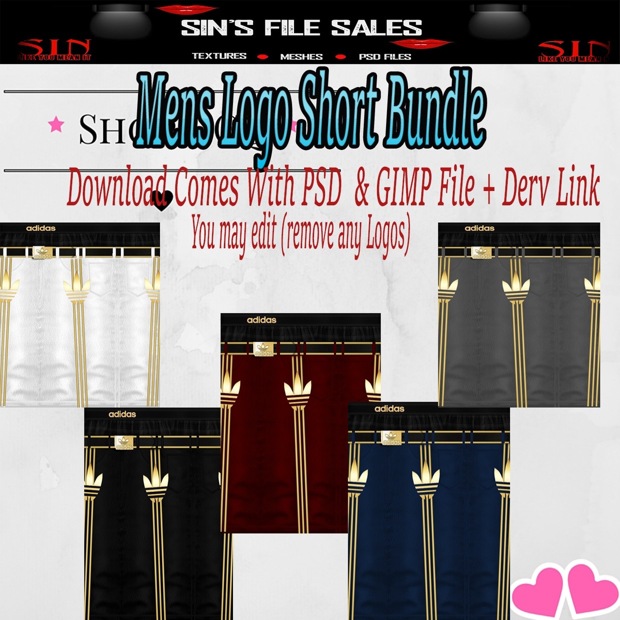 Mens Short Set w/PSD - IMVU Shop and File Sales