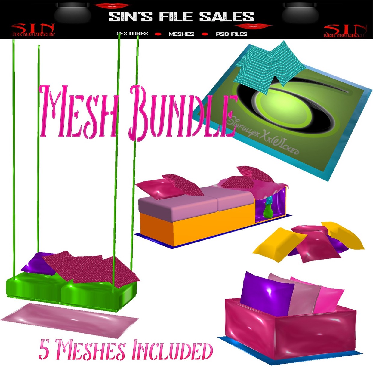 Mesh Bundle * 5 Meshes - IMVU Shop and File Sales