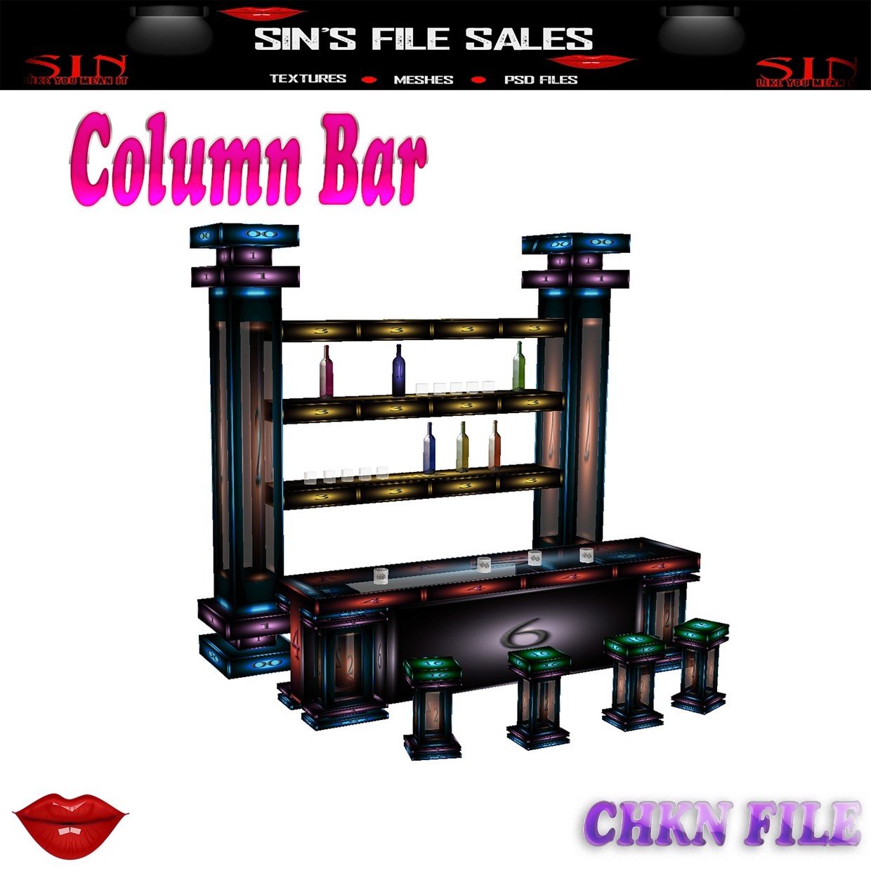 Column Bar* Mesh - IMVU Shop and File Sales
