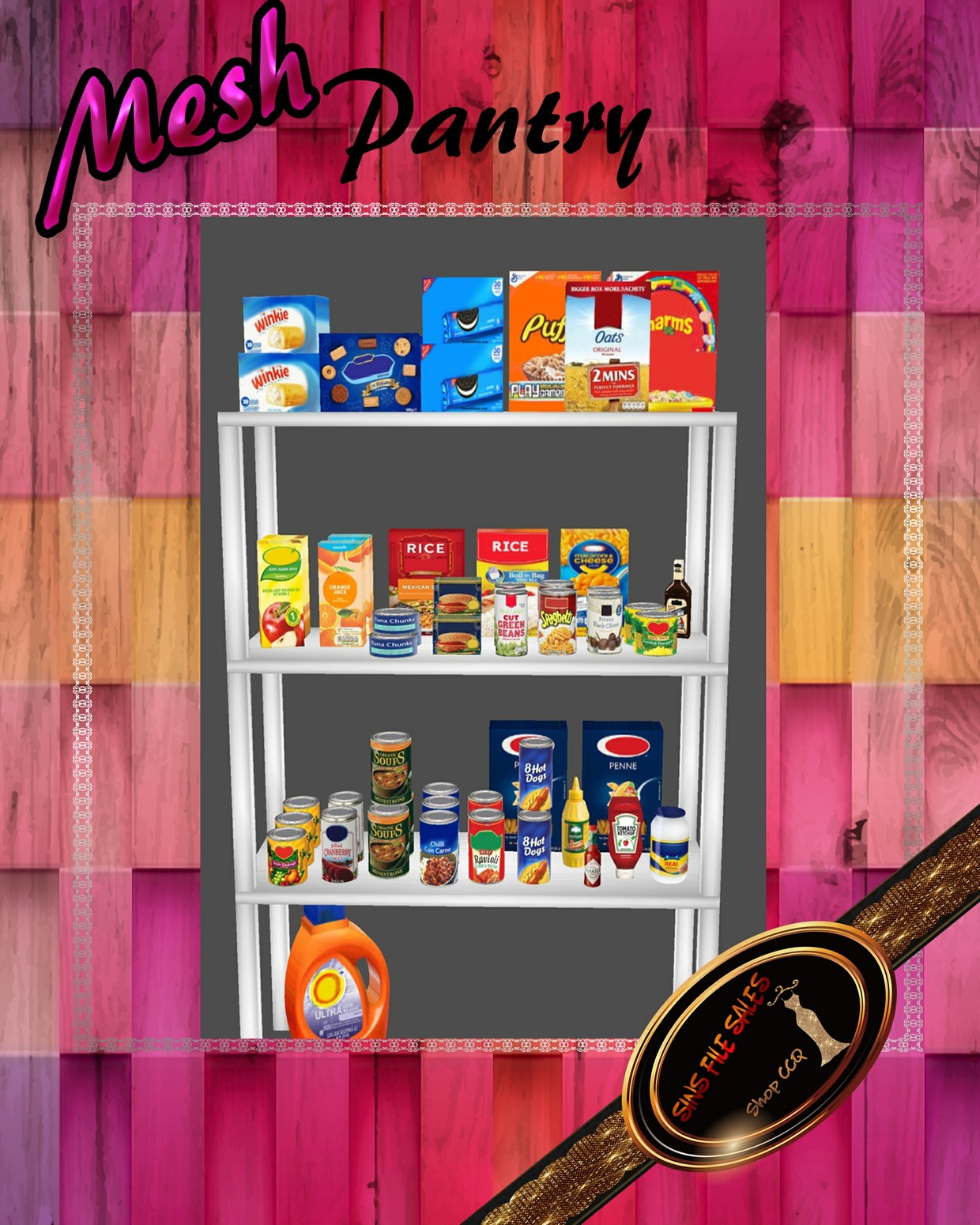 •Pantry Mesh/Food Shelves• 2 CHKNs Included - IMVU Shop and File Sales