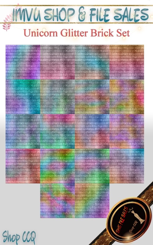 Unicorn Glitter Brick Texture Pack - IMVU Shop and File Sales