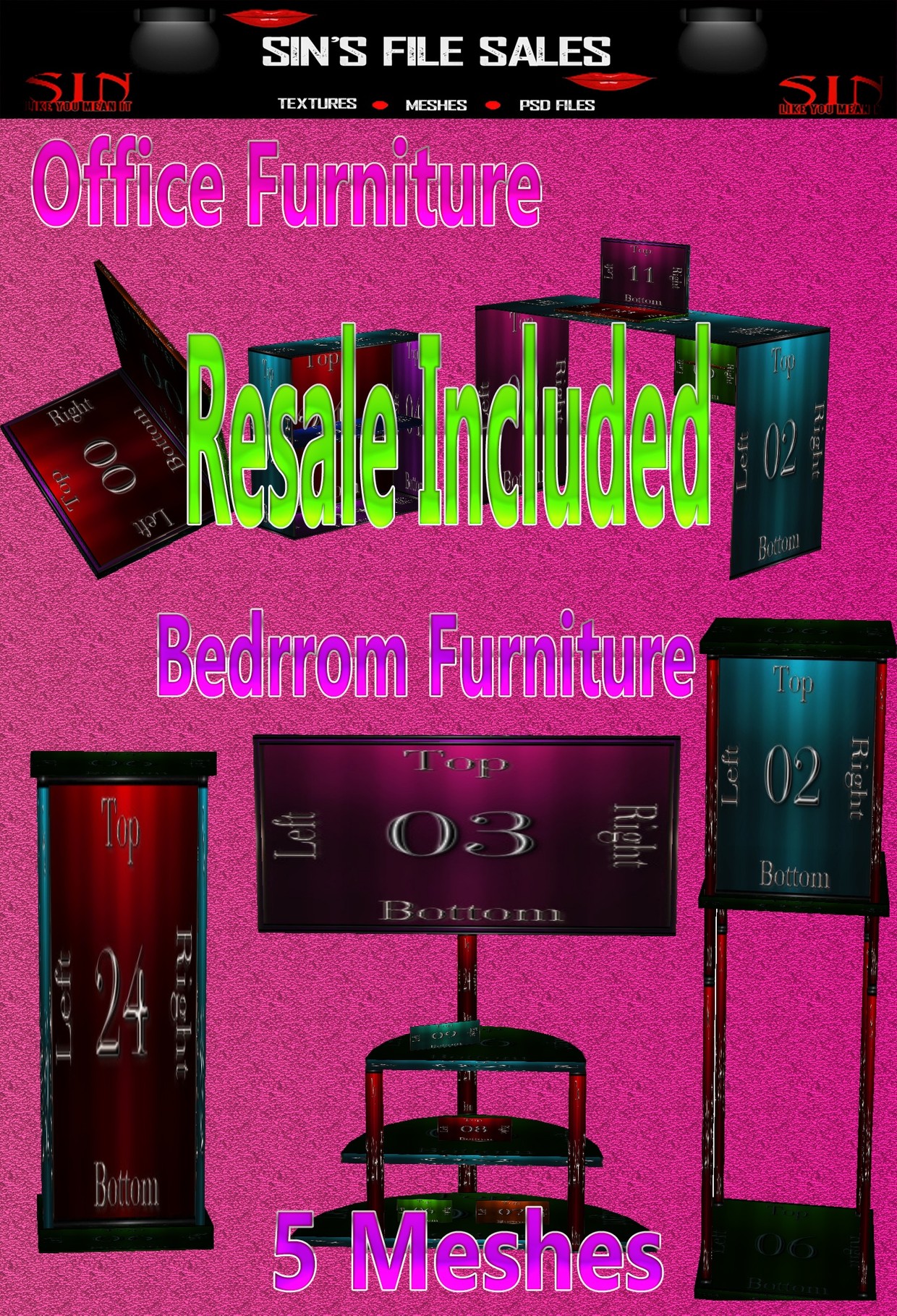 Office/Bedroom Meshes w/Resale - IMVU Shop and File Sales