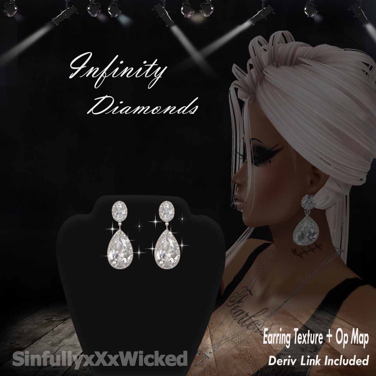 Infinity Diamond Earrings - IMVU Shop and File Sales