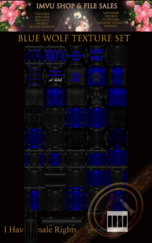 Blue Wolf Texture Pack- 44 Files - IMVU Shop and File Sales