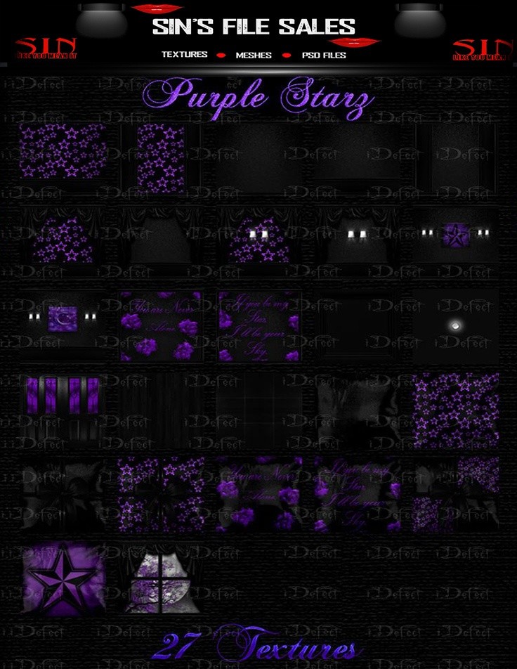 Purple Starz Texture Pack - IMVU Shop and File Sales