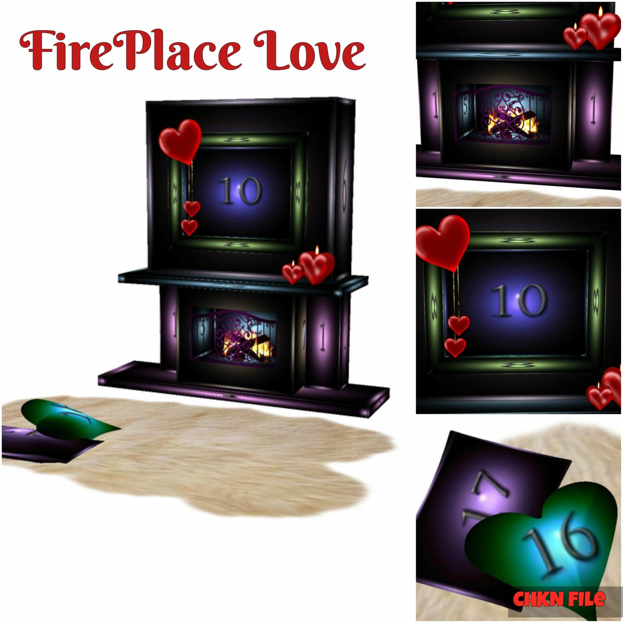 Love Fireplace Mesh - IMVU Shop and File Sales