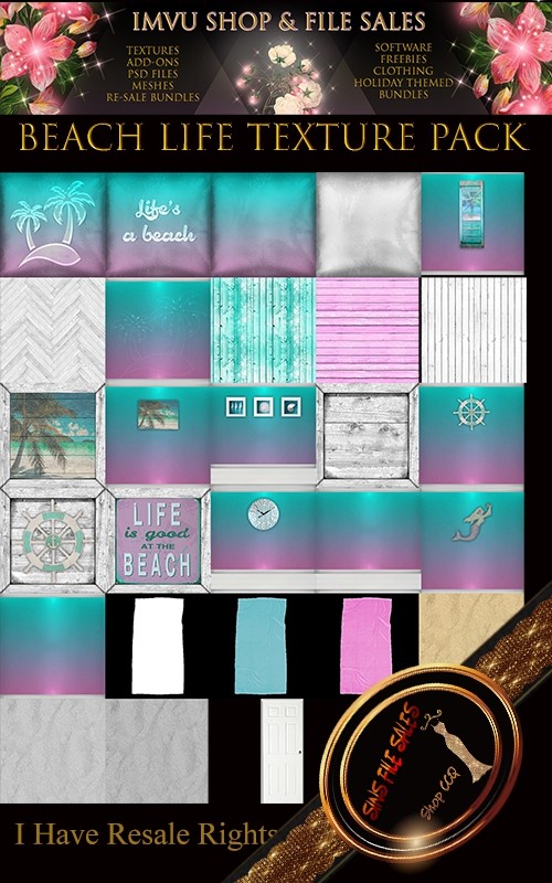 Beach Life Texture Pack- 28 Files - IMVU Shop and File Sales