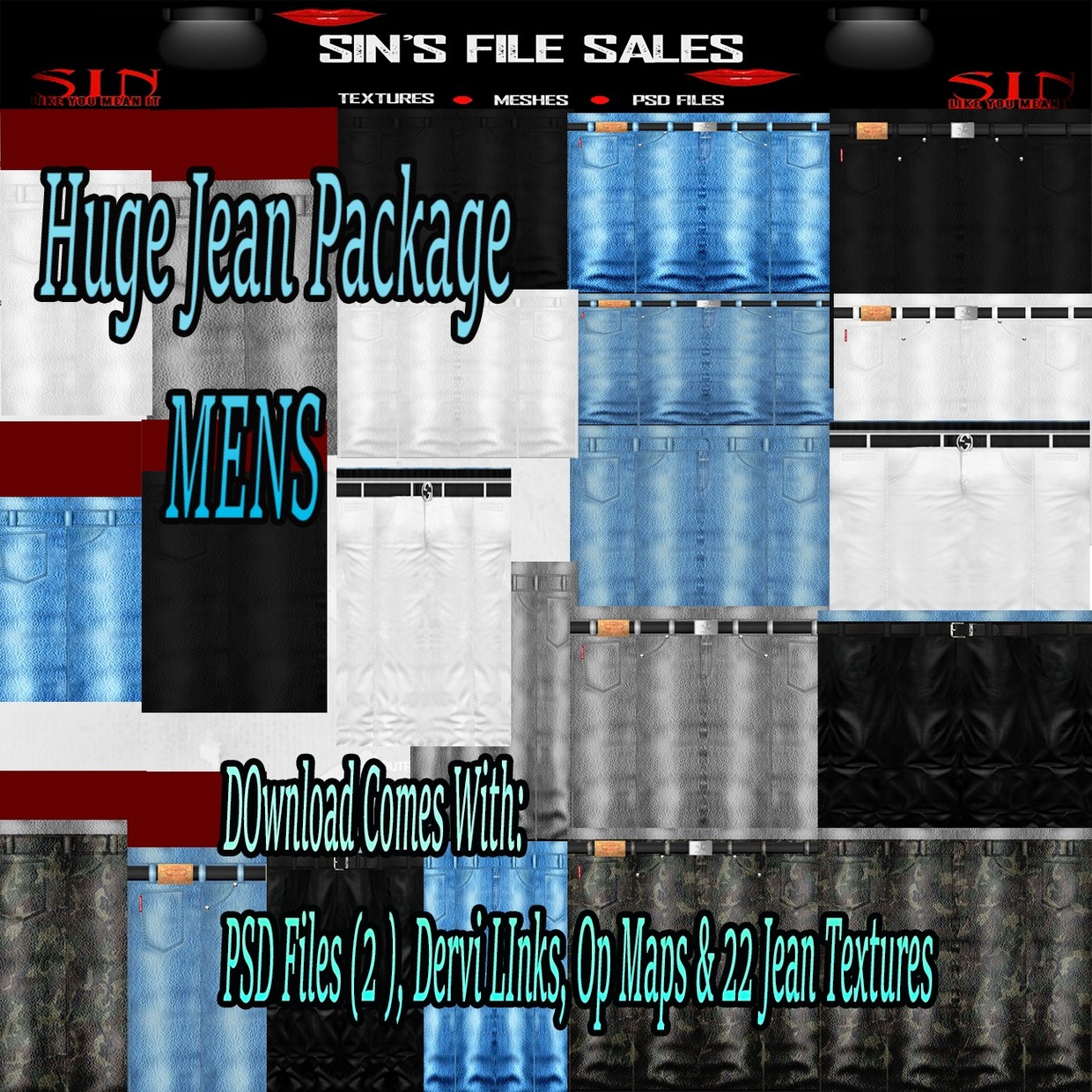 Jeans/Denim Bundle + PSD - IMVU Shop and File Sales