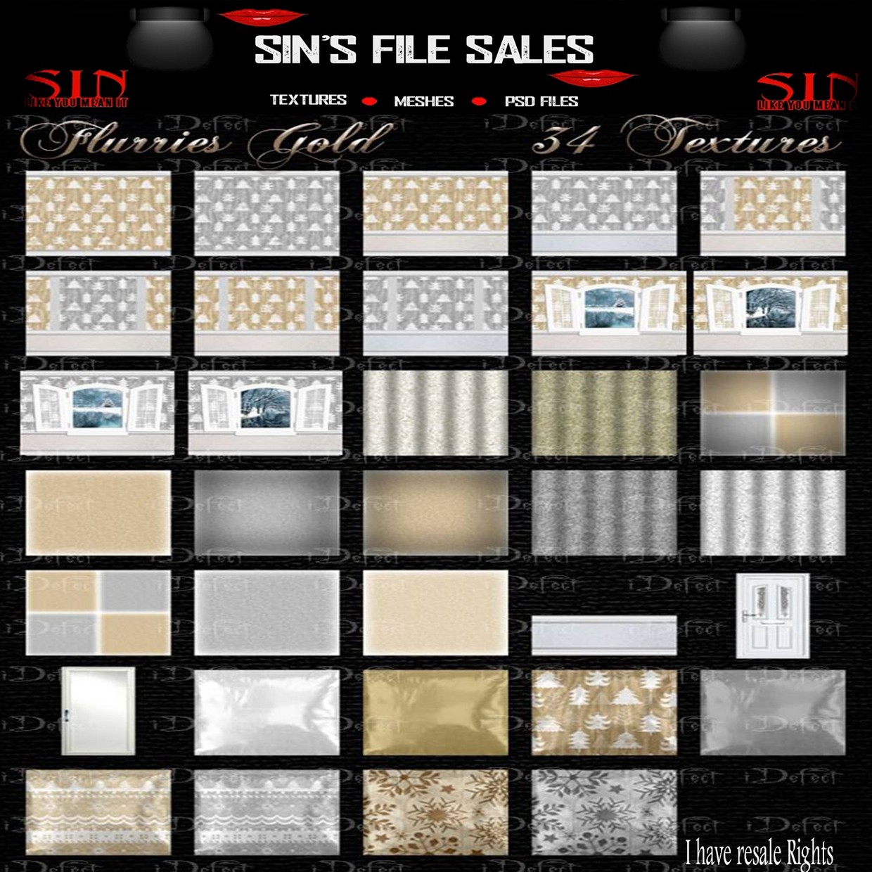 Flurries Gold Texture Pack - IMVU Shop and File Sales