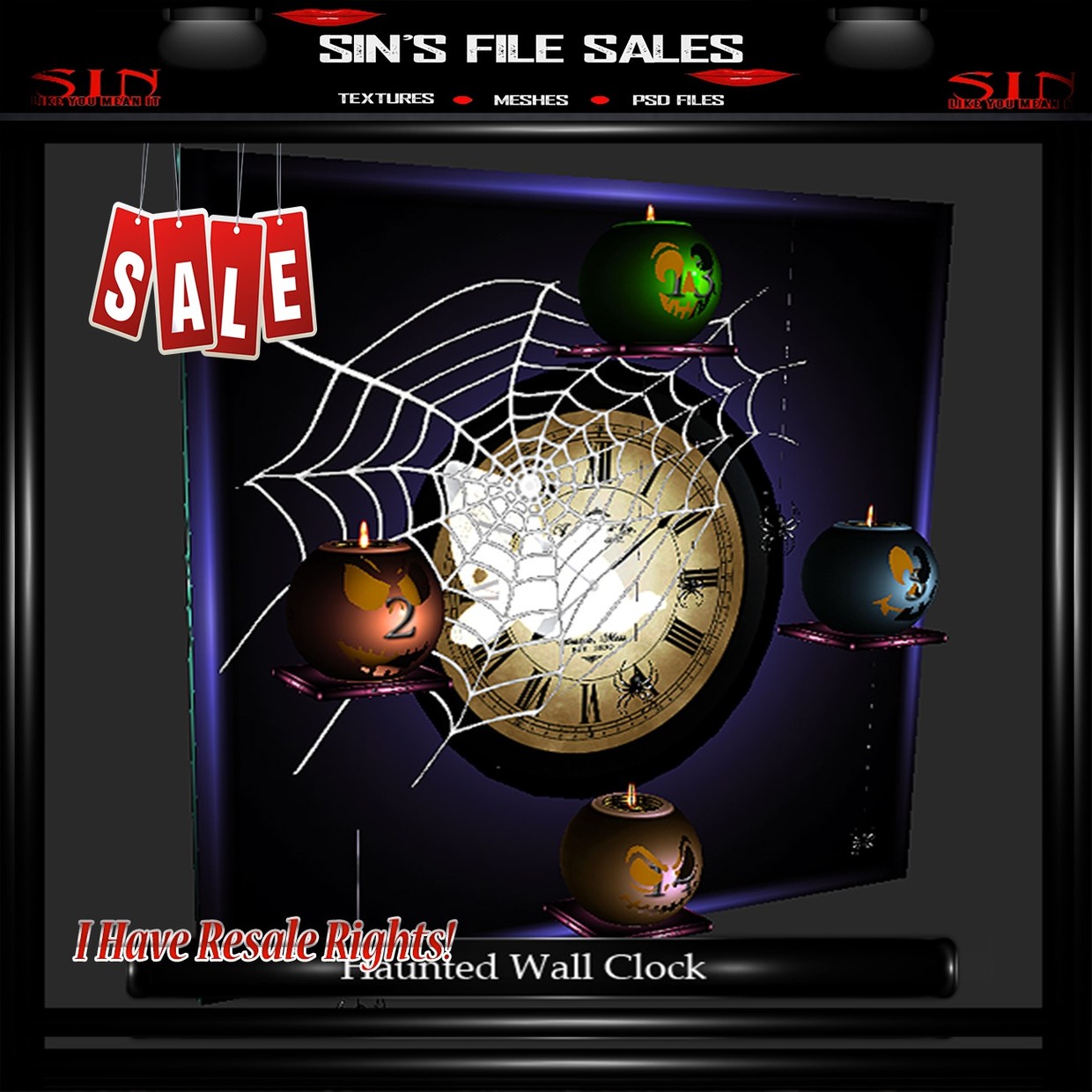 Haunted Clock Mesh - IMVU Shop and File Sales