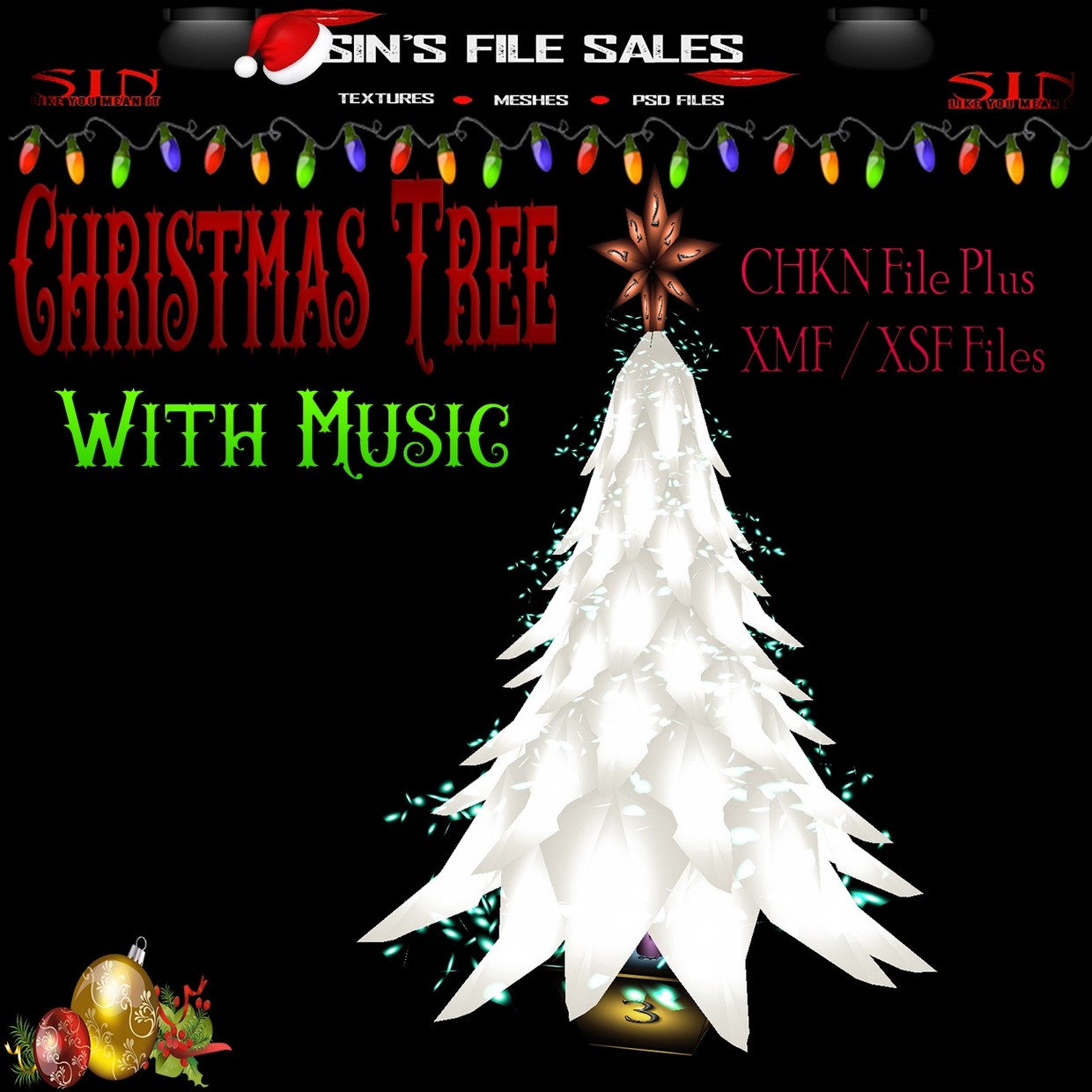 Christmas Tree with Music *Mesh - IMVU Shop and File Sales