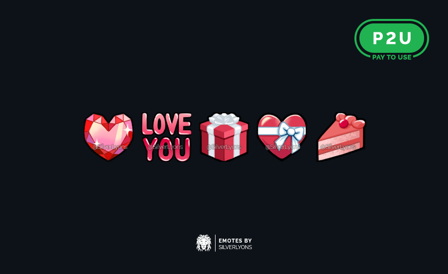 [P2U] Red Valentines Twitch Emotes - SilverLyons