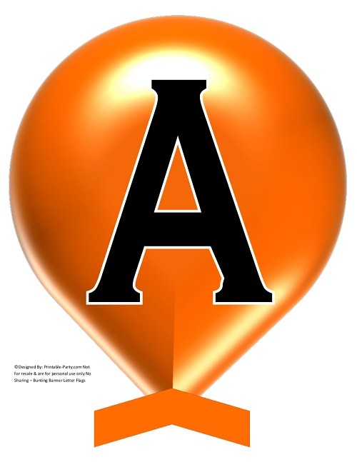 LARGE-ORANGE-BALLOON-PRINTABLE-BANNER-LETTERS-A-Z-0-9 - Printable-Party.com
