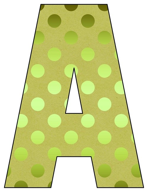 8X10.5 Inch Green Foil Dots Printable Letters A-Z, 0- - Printable-Party.com