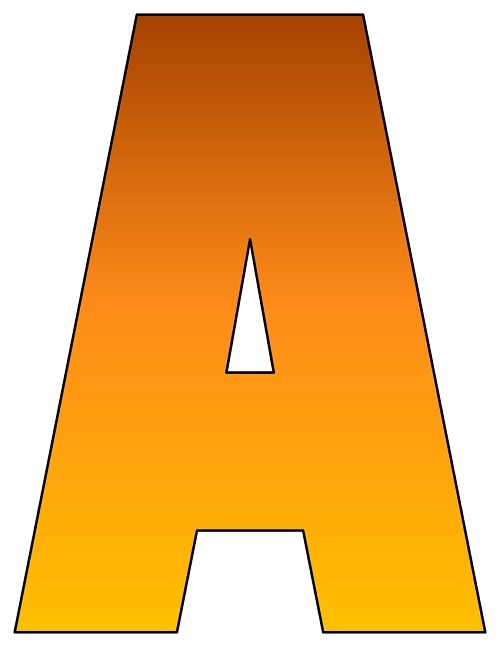 8X10.5 Inch Orange Yellow Printable Letters A-Z, 0-9 - Printable-Party.com