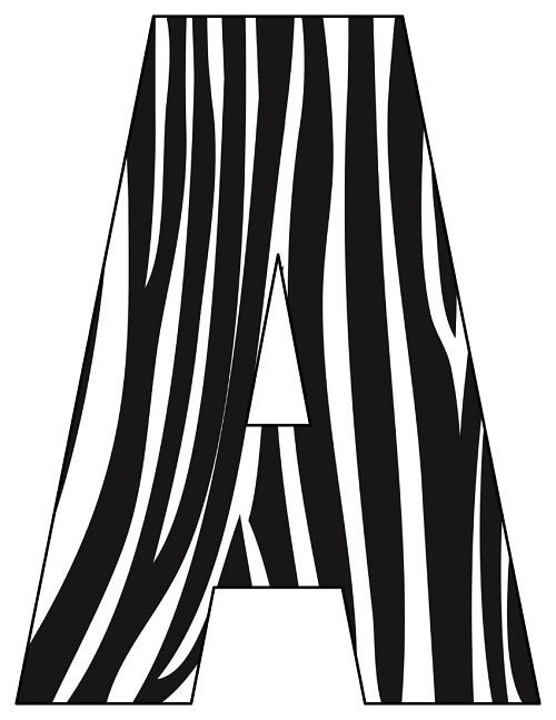 8X10.5 Inch Black Zebra Printable Letters A-Z, 0-9 - Printable-Party.com