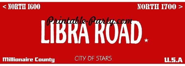 Libra Zodiac Street Signage JPEG Image - Printable-Party.com