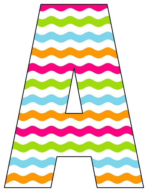 8X10.5 Inch Rainbow Chevron Printable Letters A-Z, 0- - Printable-Party.com