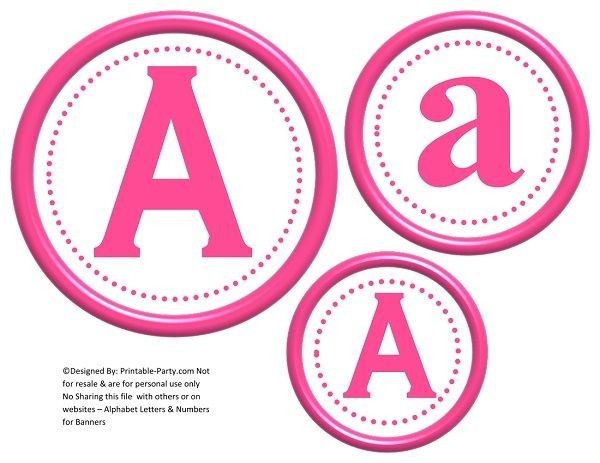 8X10.5 Inch Pink Printable Letters A-Z, 0-9 - Printable-Party.com