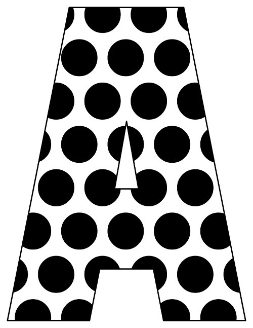 8X10.5 Inch Black White Polka Dot Printable Letters A - Printable-Party.com