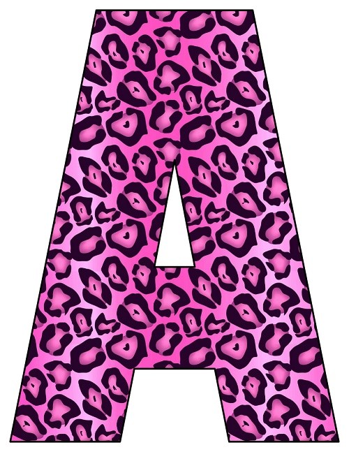 8X10.5 Inch Pink Leopard Printable Letters A-Z, 0-9 - Printable-Party.com